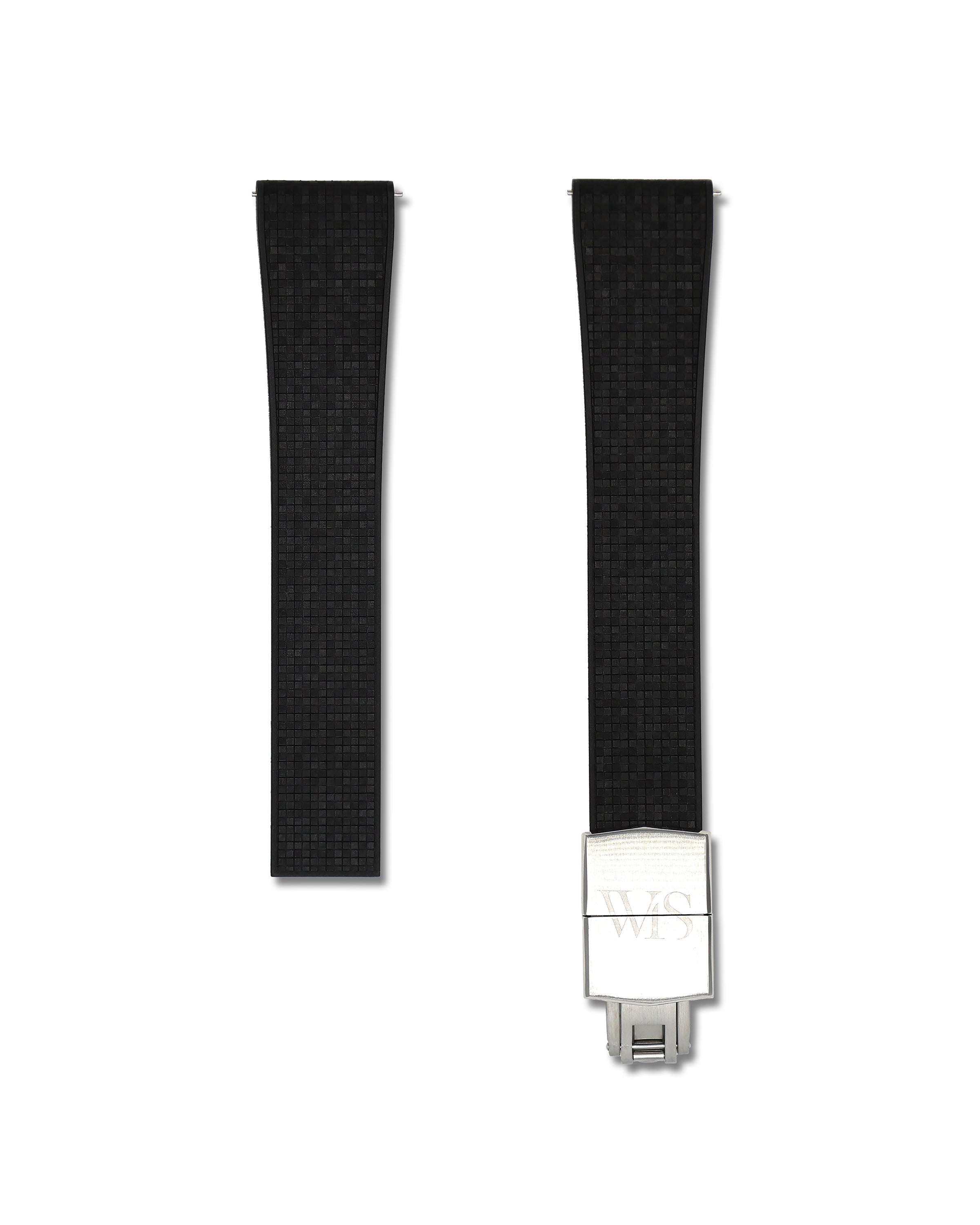Patterned Black Deployant Clasp Quick Release Rubber Strap 21mm – WIS ...