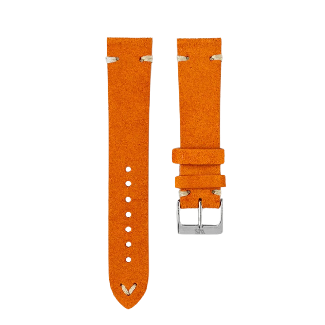 Tangerine Orange - Suede Leather Watch Strap For 20mm – WISSTRAPS